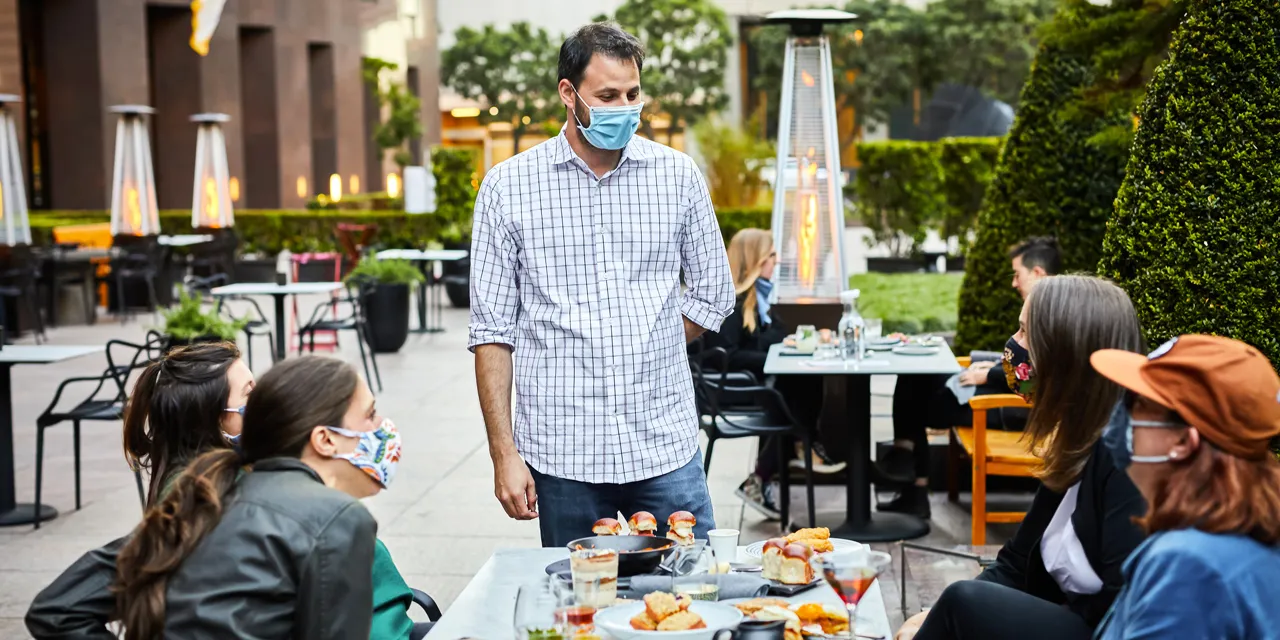 people dining outside